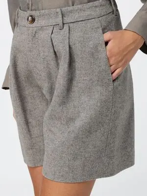 ELEH Gray Wool Blend Shorts With Darts And Belt Loops