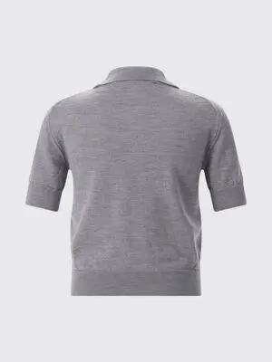 AMI Paris Short-sleeved Knitted Wool Polo With Embroidered Logo