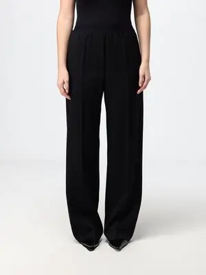 Ter Et Bantine High-waisted Wide-leg Trousers In Pure Virgin Wool With An Elasticated Waist - Black