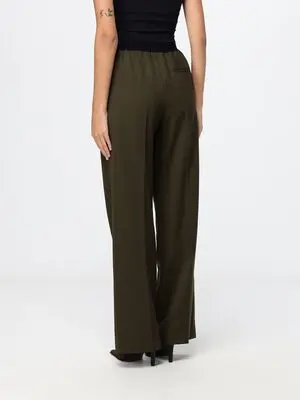 Ter Et Bantine High-waisted Wide-leg Trousers In Pure Virgin Wool With An Elasticated Waist - Olive