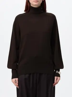 Liu Jo Cashmere Turtleneck With Metal Ring And Dropped Shoulders - Brown