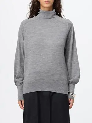 Liu Jo Cashmere Turtleneck With Metal Ring And Dropped Shoulders - Grey