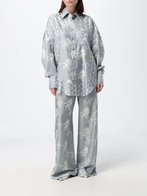 Stella McCartney Graphic Print High-waisted Wide-leg Silk Trousers - Dust