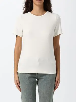 ELEH Slim Fit Short-sleeved T-shirt With Crew Neck - Cream