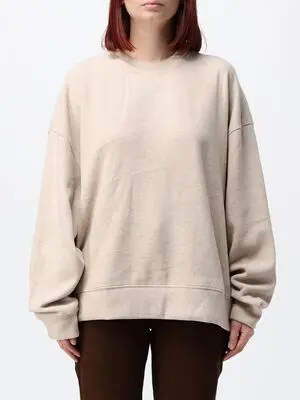ELEH Oversized Cotton Sweatshirt With Crew Neck And Dropped Shoulders - Beige