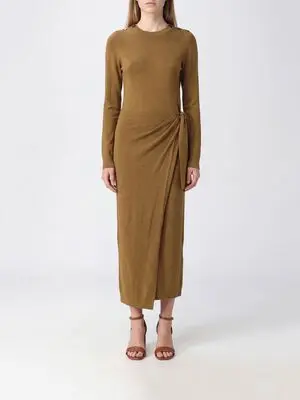 Isabel Marant Étoile Jozira Midi Wrap Dress In Viscose With Waist Knot - Brown