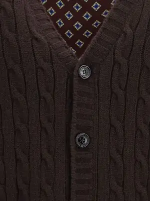 Valentino Garavani V-neck Pure Wool Cardigan With Ribbed Trims