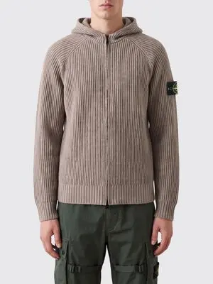 Stone Island Hooded Cashmere Zip-up Cardigan With Compass Logo Patch