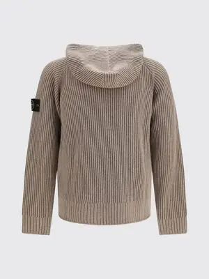 Stone Island Hooded Cashmere Zip-up Cardigan With Compass Logo Patch