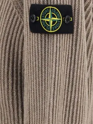 Stone Island Hooded Cashmere Zip-up Cardigan With Compass Logo Patch