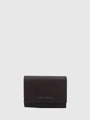 Orciani Hammered Calfskin Leather Bifold Wallet With Flap
