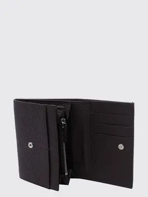 Orciani Hammered Calfskin Leather Bifold Wallet With Flap