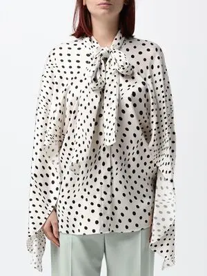 Stella McCartney Polka-dot Viscose Shirt With Pussy-bow Collar - White