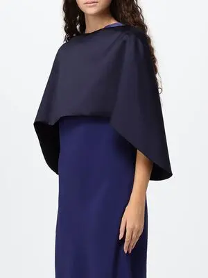 Alberta Ferretti Cropped Silk-blend Cape With Crew Neck