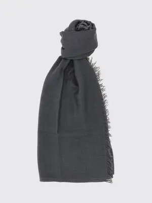 Brunello Cucinelli Cashmere And Silk Scarf With Fringed Edges - Grey