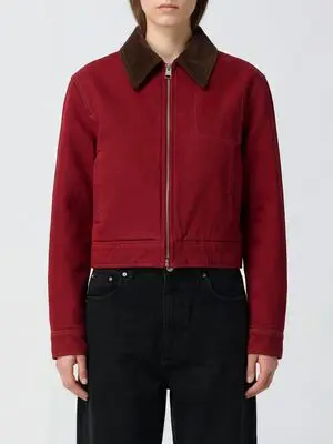 AMI Paris Cotton Shirt Jacket With Corduroy Collar - Red