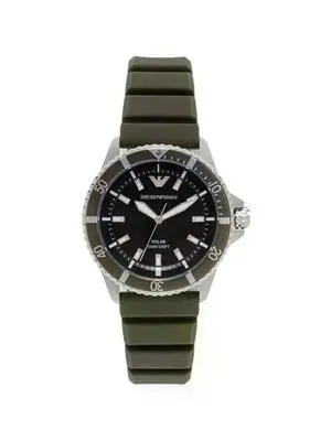 Emporio Armani World Explorer Solar-powered Three-hand Green Silicone Watch