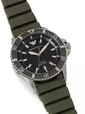 Emporio Armani World Explorer Solar-powered Three-hand Green Silicone Watch