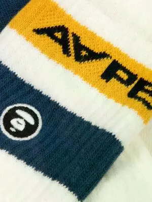 AAPE BY *A BATHING APE Moonface Striped-detail Socks