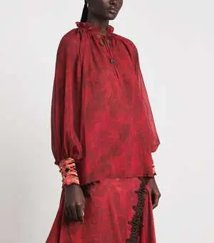 CHRISTIE BROWN Tulle Printed Blouse