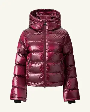 Perfect Moment Metallic Polar Flare Down Jacket - Wine