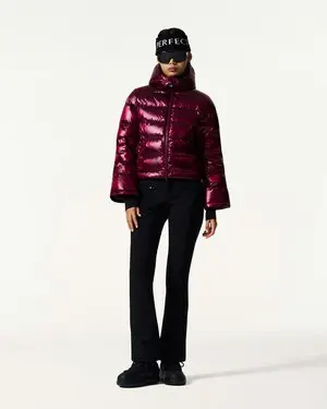 Perfect Moment Metallic Polar Flare Down Jacket - Wine