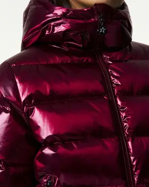 Perfect Moment Metallic Polar Flare Down Jacket - Wine