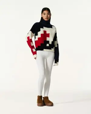 Perfect Moment Chunky Wool Cropped Sweater - Houndstooth