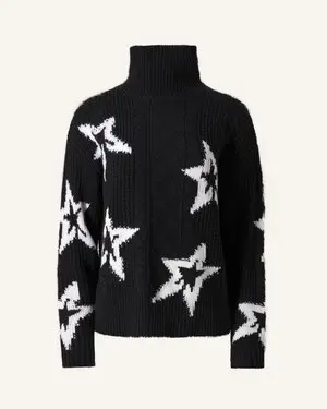 Perfect Moment Wool Cable Star Turtleneck Sweater - Black