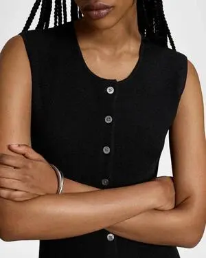 Polo Ralph Lauren Wool-blend Buttoned Midi Dress - Black