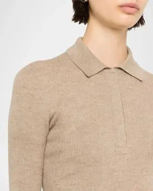 Max Mara Cashmere Rib Fitted Polo Sweater