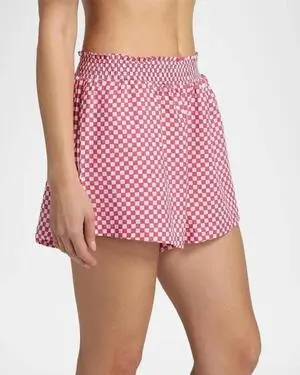 PAPINELLE Anais Gathered Boxer Pajamas - Raspberry