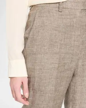 Kiton Linen Straight-leg Ankle Trousers - Brown