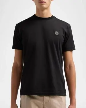 STONE ISLAND Apos;s Cotton Crewneck T-shirt - Black
