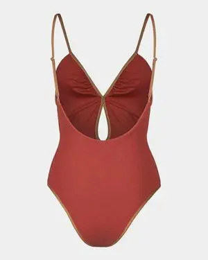 Johanna Ortiz Playa Grande Sundown Dust One-piece Swimsuit - Rusty Marsala