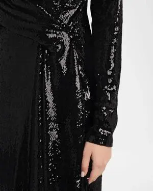 KATE BARTON Kate Draped Sequin Column Gown