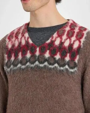 MAISON MARGIELA Apos;s Fair Isle-inspired Wool-alpaca V-neck Sweater - Brown