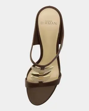 ALEXANDRE BIRMAN 85mm Lia Leather T-strap Mules - Mousse