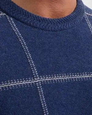 BUGATCHI Apos;s Plaid Wool-cotton Crewneck Sweater - Ink