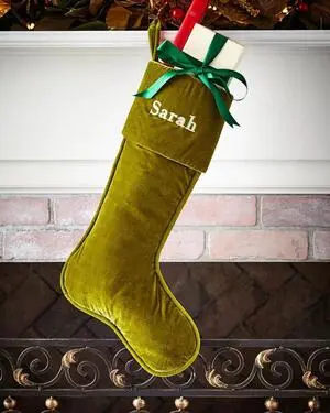D. STEVENS Personalized Velvet Christmas Stocking - Mdgrn