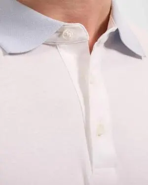 BUGATCHI Apos;s Contrast Collar Cotton Polo Shirt - Chalk