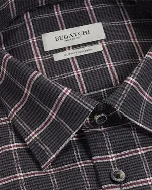 BUGATCHI Apos;s Julian Woven Shaped Cotton-cashmere Shirt - Anthracite
