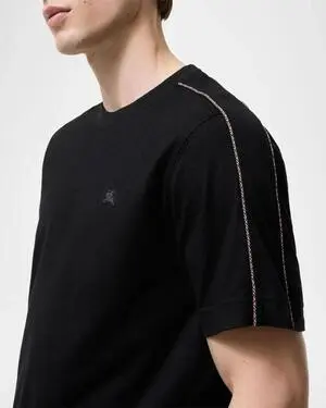 BURBERRY Apos;s Seth Check Piping Cotton Crewneck T-shirt - Black