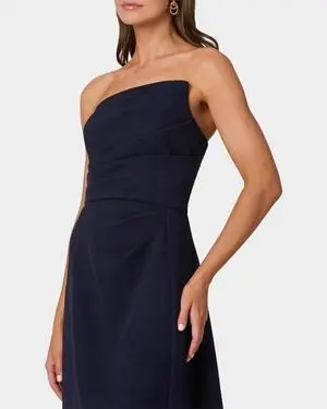 Shoshanna Dory Asymmetric Strapless Gown - Navy