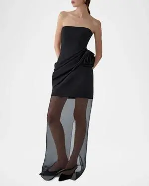 Carolina Herrera Rose Silk Sheer Hem Gown