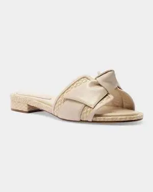 ALEXANDRE BIRMAN Maxi Clarita Leather-raffia Flats