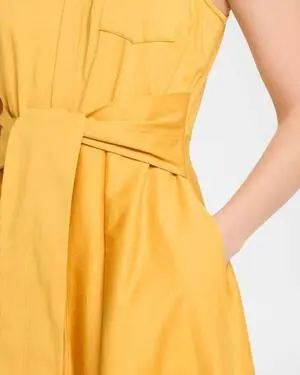 TOCCIN Chelsea Sleeveless Tie-front Midi Shirtdress - Marigold