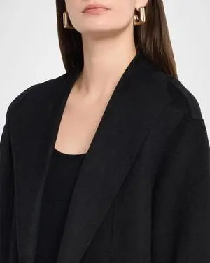 Neiman Marcus Double-face Cashmere Cardigan - Black