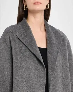Neiman Marcus Double-face Cashmere Cardigan - Heather Gr