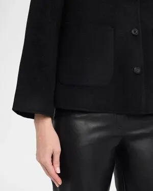 Neiman Marcus Double-faced Cashmere Short Coat Black